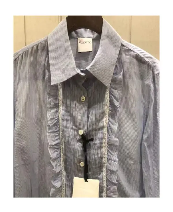 Red Valentino Striped Ruffle Front Shirt