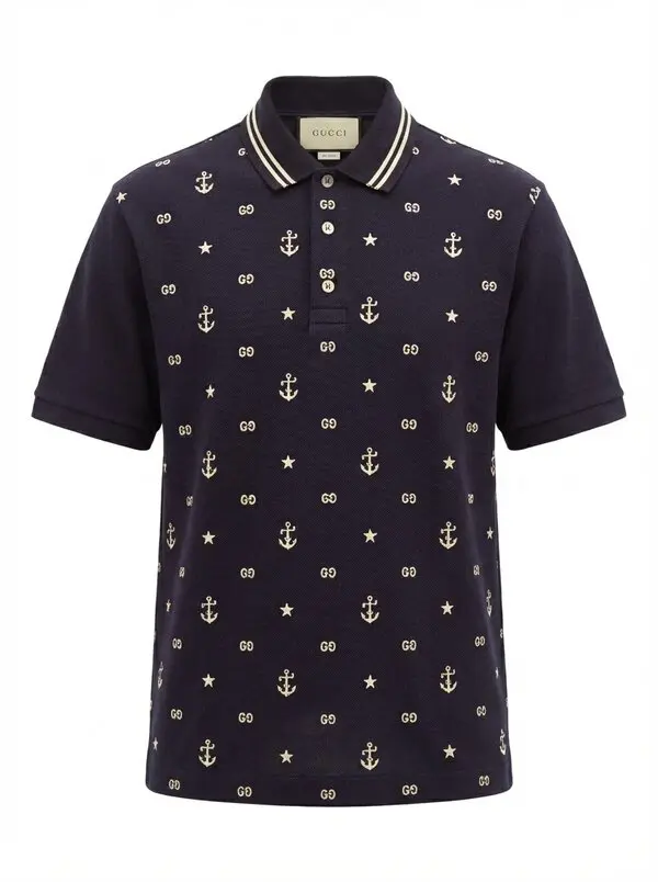Gucci Symbols Embroidered Polo Shirt