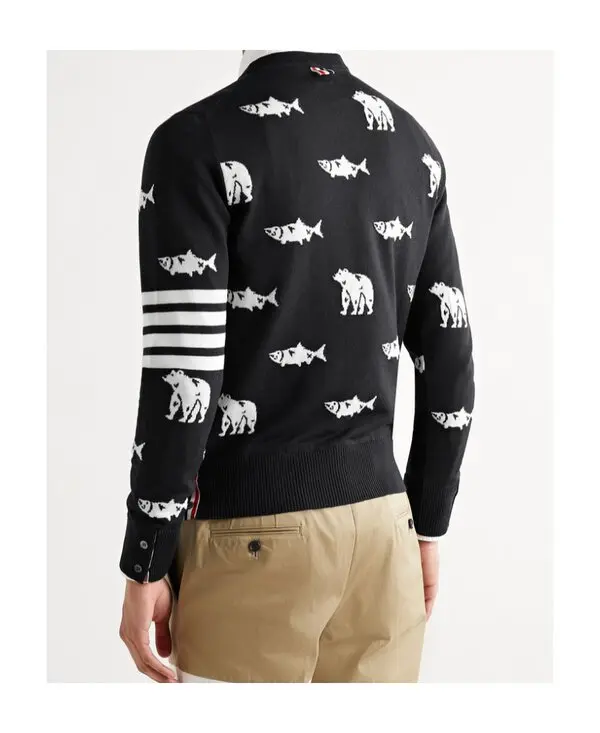 Thom Browne Fish Bear Jacquard Pullover