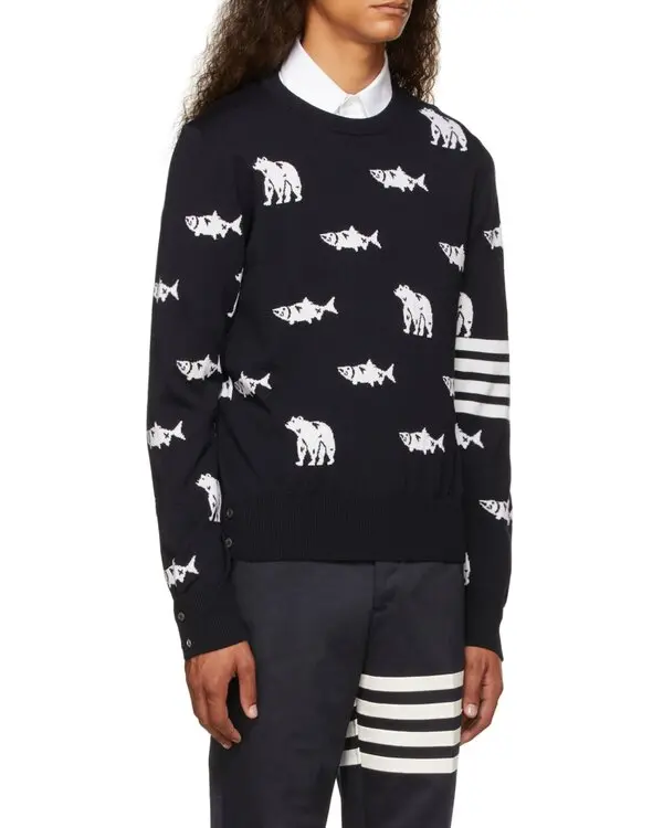 Thom Browne Fish Bear Jacquard Pullover