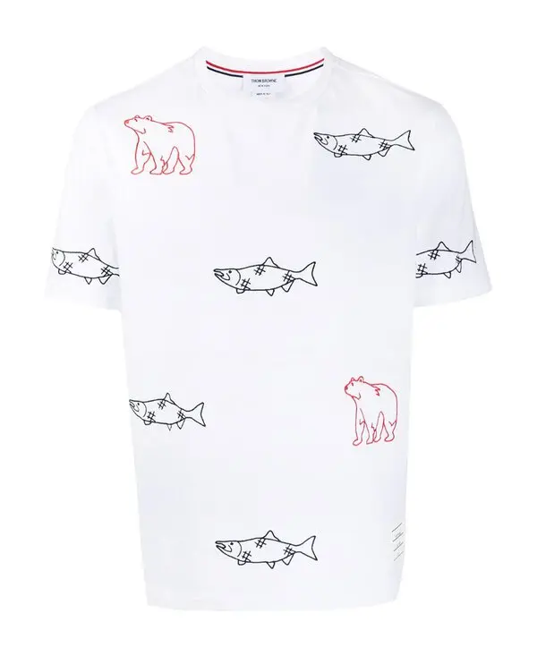 Thom Browne Embroidered Bear Fish T-shirt