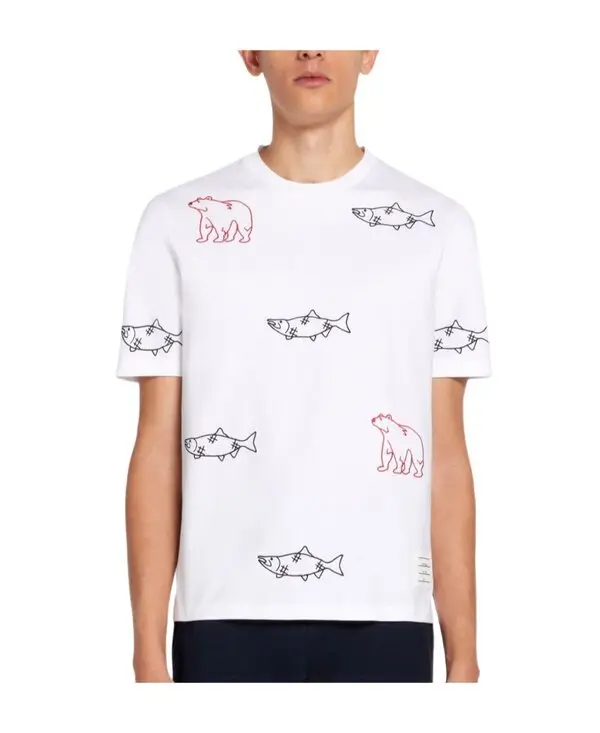 Thom Browne Embroidered Bear Fish T-shirt