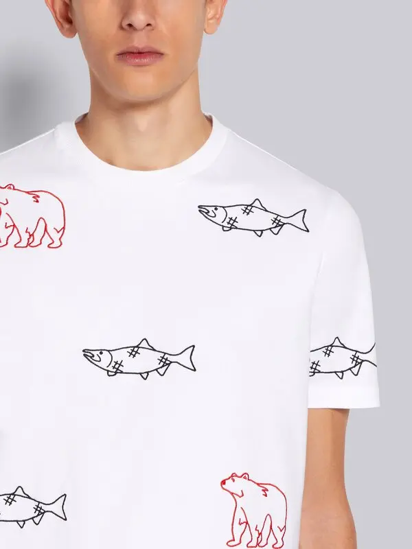 Thom Browne Embroidered Bear Fish T-shirt