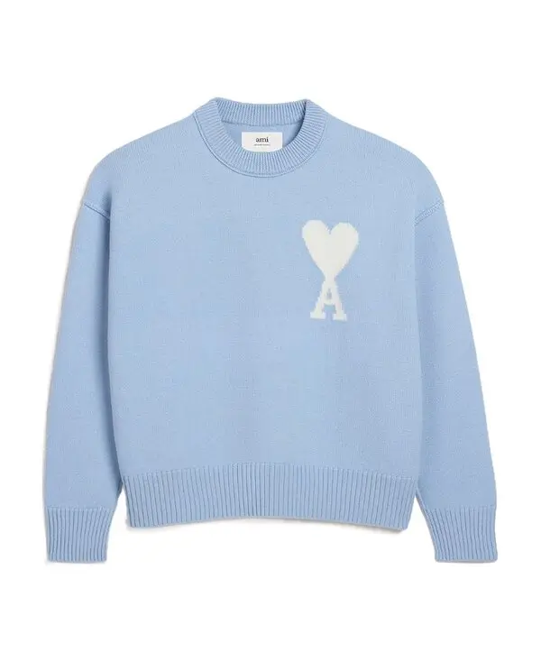 AMI Paris Logo Intarsia Crewneck Jumper