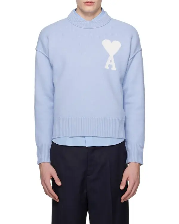 AMI Paris Logo Intarsia Crewneck Jumper