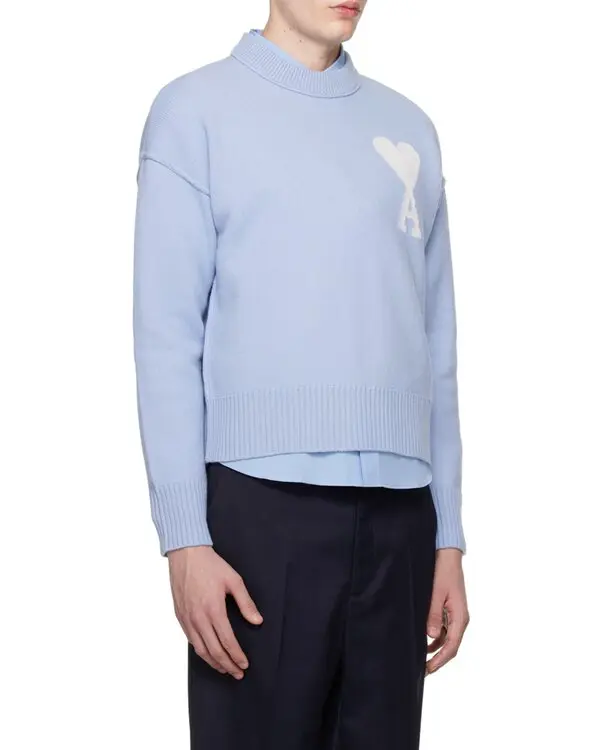 AMI Paris Logo Intarsia Crewneck Jumper