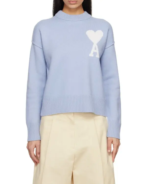 AMI Paris Logo Intarsia Crewneck Jumper