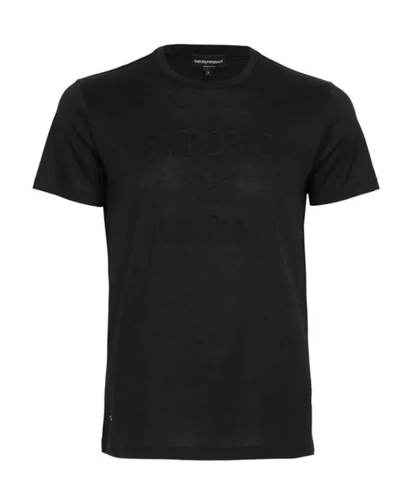 Emporio Armani Cotton Embroidered Short-sleeved T-shirt - Black