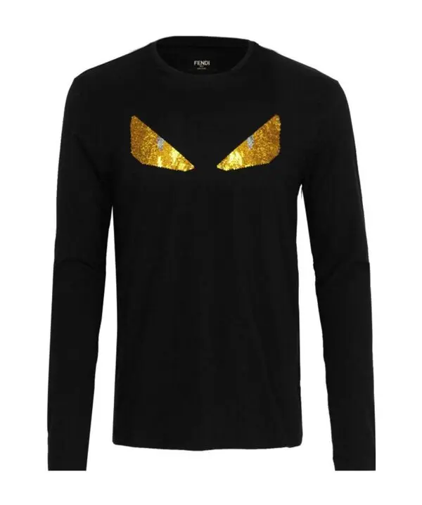 Fendi Crystal Decorated Long-sleeved T-shirt