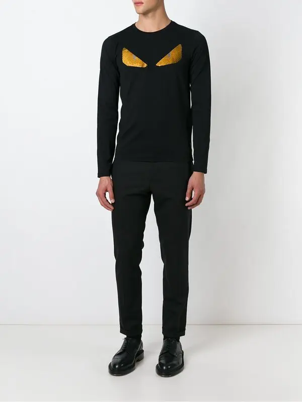 Fendi Crystal Decorated Long-sleeved T-shirt