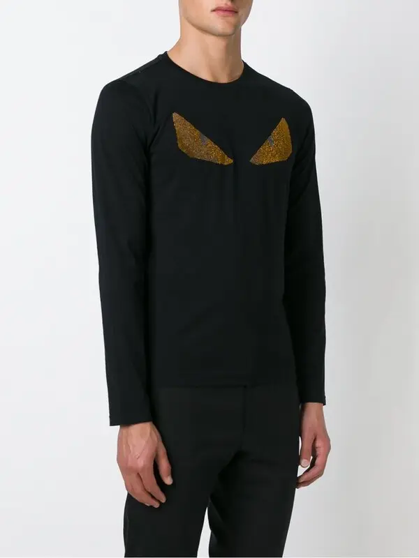 Fendi Crystal Decorated Long-sleeved T-shirt