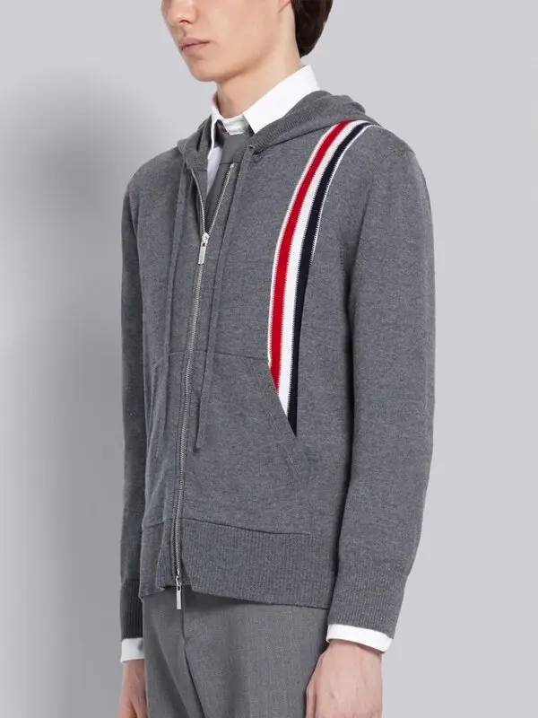 Thom Browne Intarsia-knit Stripe Panel Hoodie