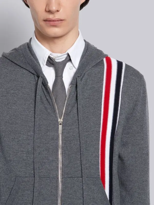 Thom Browne Intarsia-knit Stripe Panel Hoodie