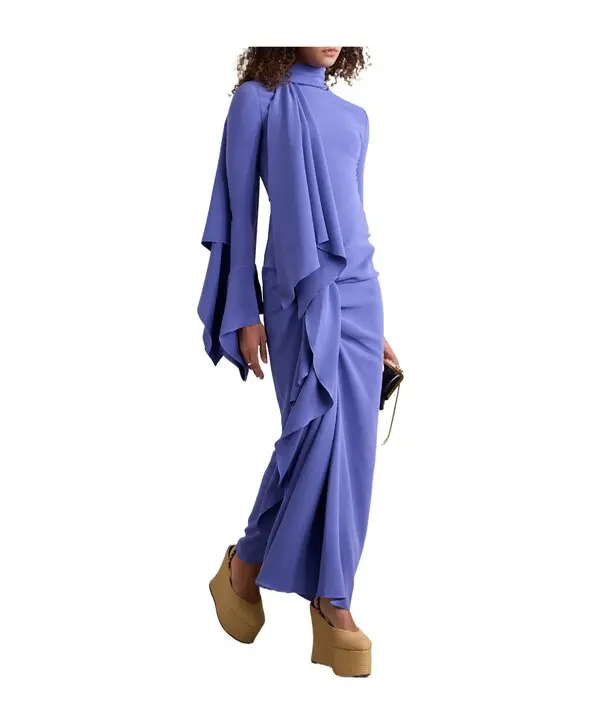 Solace Nella Draped Ruched Crepe Maxi Dress