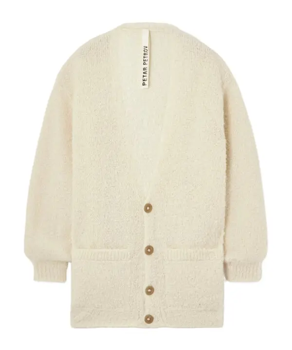 PETAR PETROV Silk-blend Bouclé Cardigan