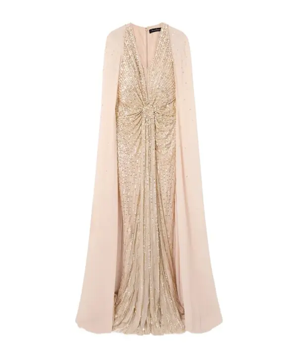 Jenny Packham Long Evening Gown With Cape