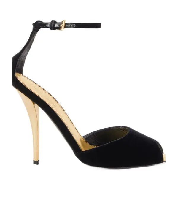Paris Texas Velvet Ankle Strap High Heel Sandals - Black