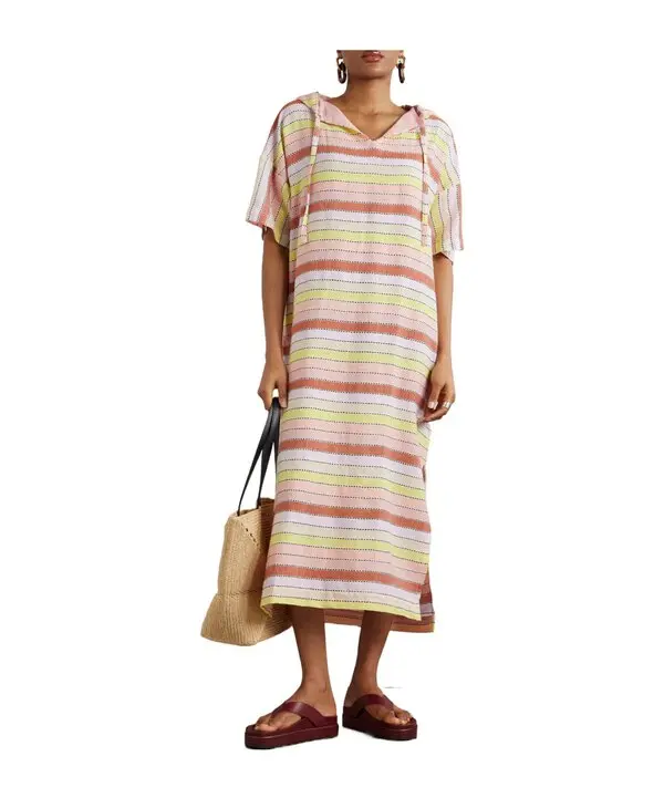 LEMLEM Beritu Hooded Striped Cotton-blend Coverup