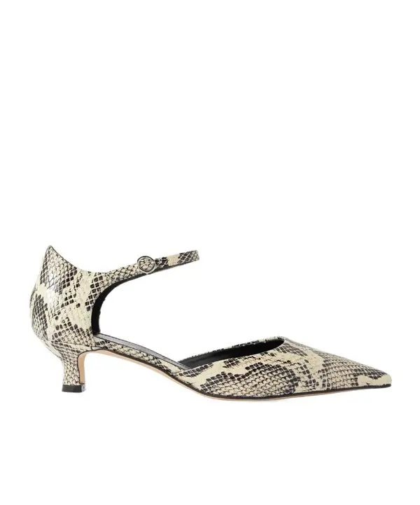 AeydĒ Ankle Strap Kitten Heel Cutout Pumps