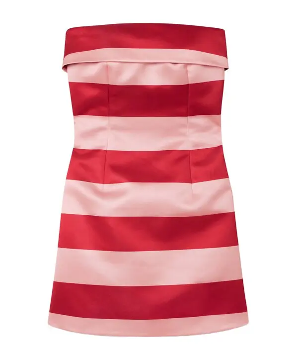 EMILIA WICKSTEAD Strapless Striped Duchesse-satin Mini Dress - No