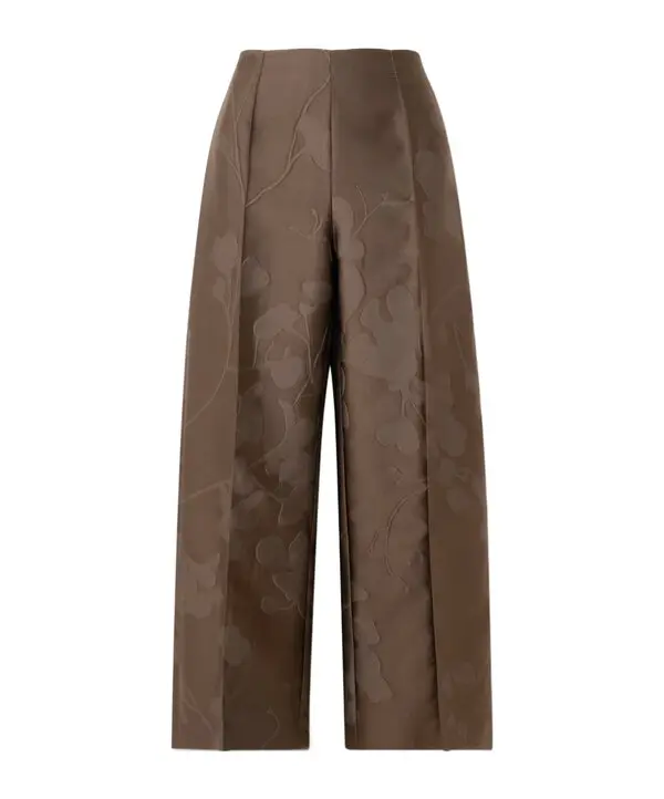 EMILIA WICKSTEAD Jacquard High Waist Wide-leg Cropped Trousers