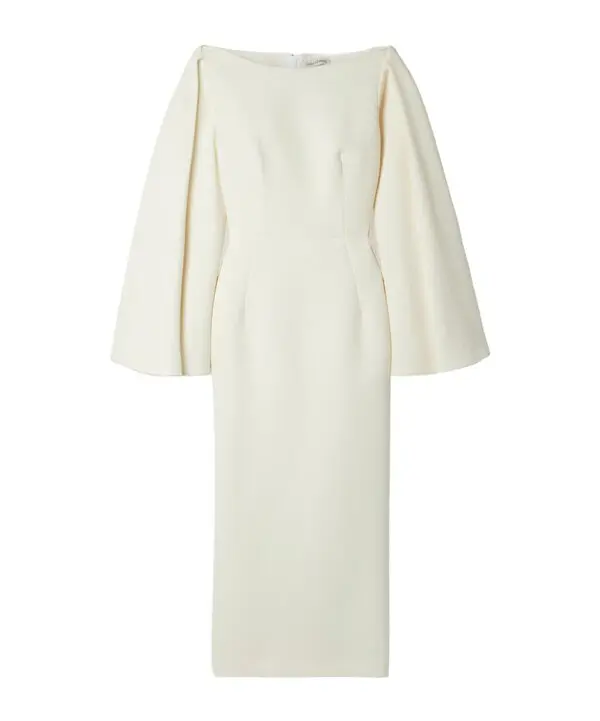 EMILIA WICKSTEAD Switzy Cape-effect Cloqué Midi Dress - White