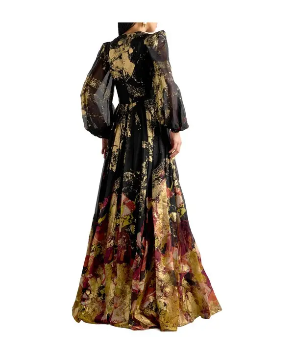 Zuhair Murad Antique Shard Metallic Printed Silk-chiffon Gown