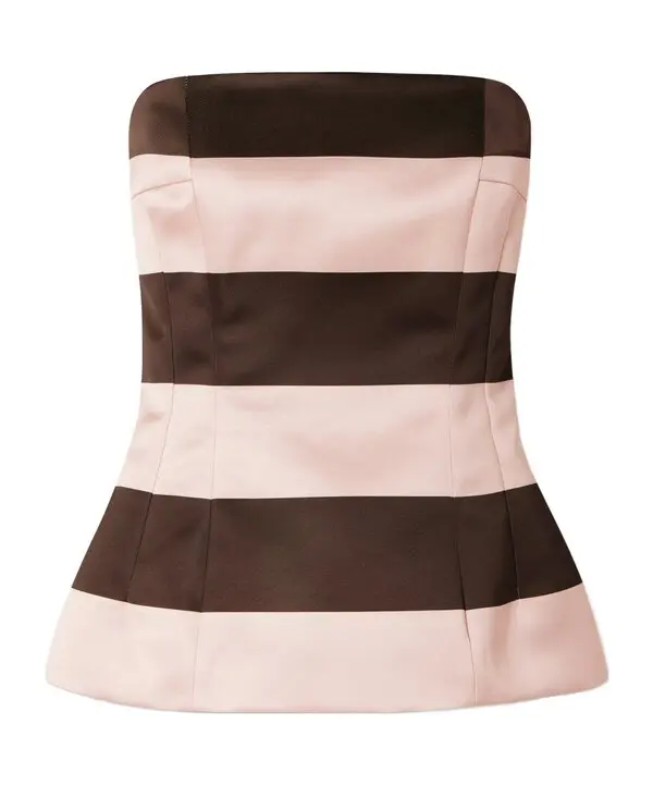 EMILIA WICKSTEAD Strapless Duchesse-satin Striped Top - Pink