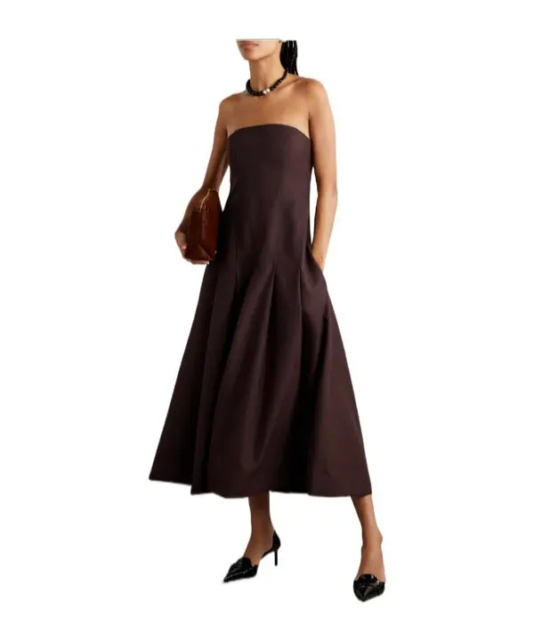 KALLMEYER Pleated Wool-blend Twill Midi Dress