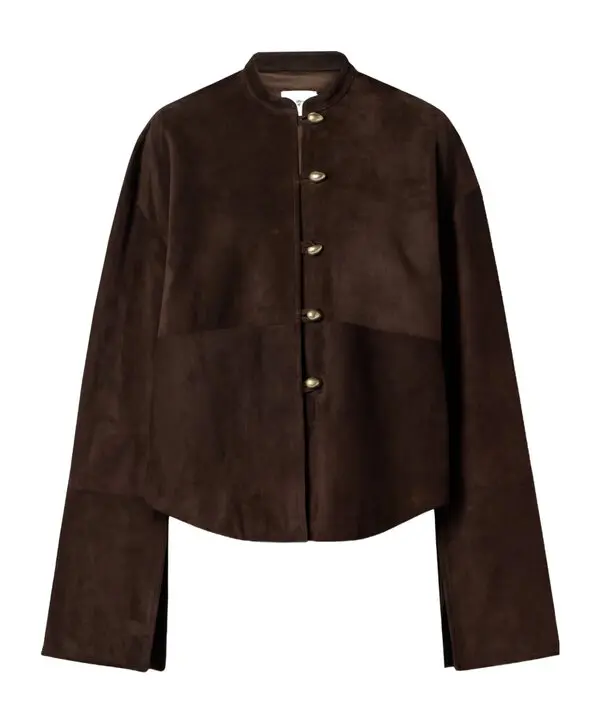Adam Lippes Paneled Suede Stand Collar Jacket
