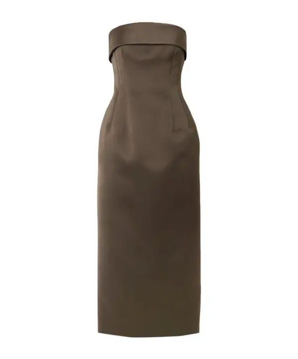 EMILIA WICKSTEAD Strapless Satin Maxi Dress