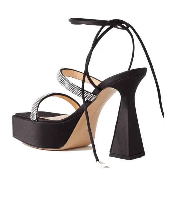 MACHMACH Crystal-embellished Satin Platform Sandals