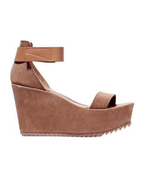 PEDRO GARCIA Suede Textured Leather Wedge Sandals