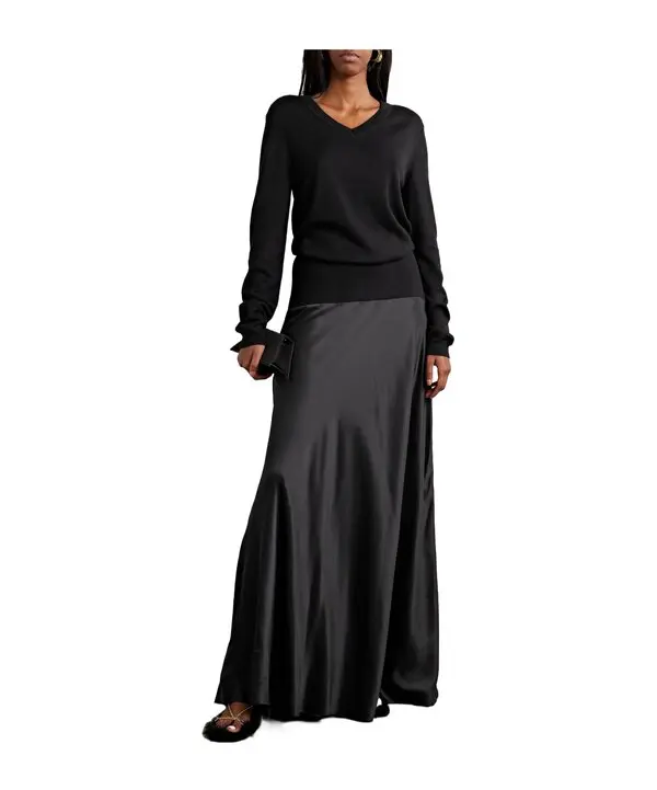 Brandon Maxwell Silk Satin Maxi Dress