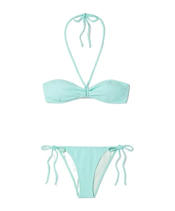 Lisa Marie Fernandez Gathered Seersucker Halterneck Bikini - No