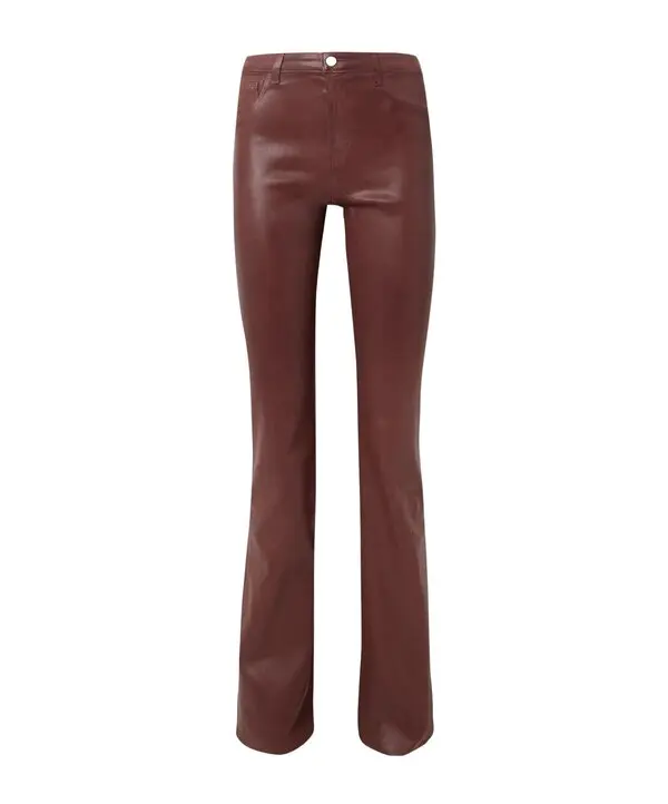 L'Agence Ruth Coated Cotton-blend Slim-leg Pants