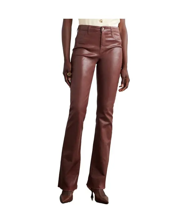 L'Agence Ruth Coated Cotton-blend Slim-leg Pants