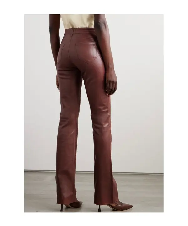 L'Agence Ruth Coated Cotton-blend Slim-leg Pants