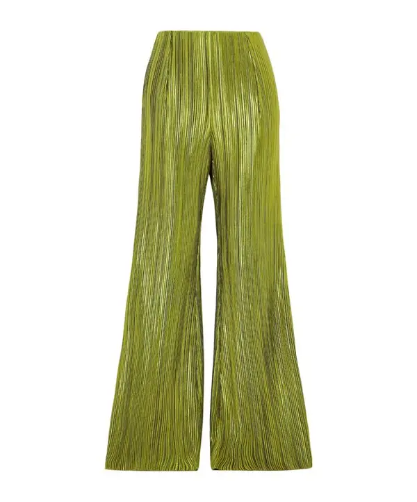 Galvan Nuage Metallic Plissé-crepe Flared Pants