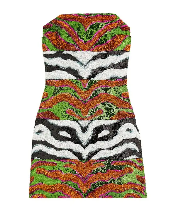 Halpern Sequinned Bandeau Tulle Mini Dress