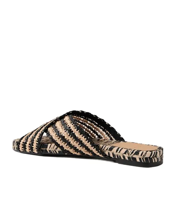 CastaÑer Two-tone Patchwork Raffia Slippers