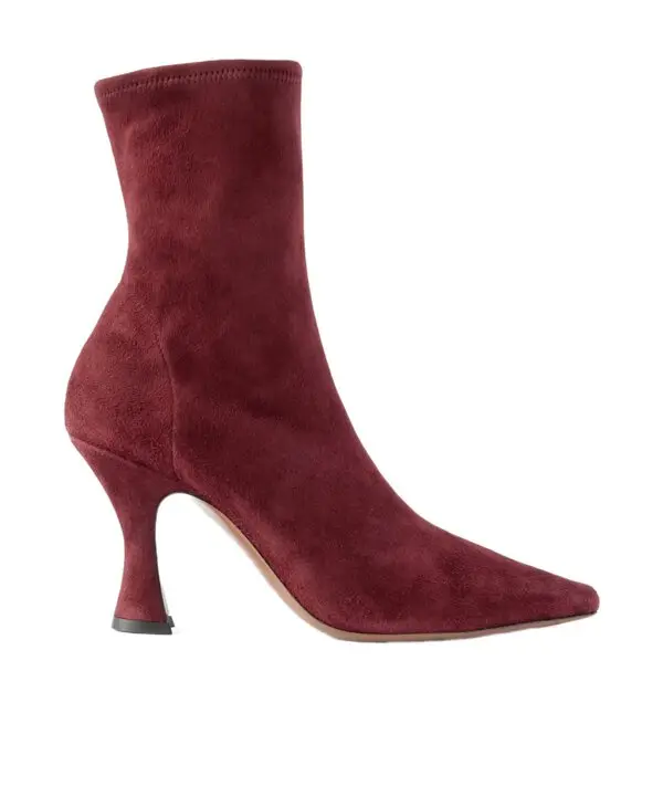 NEOUS Burgundy Suede Pointed-toe Stretch Ankle Boots