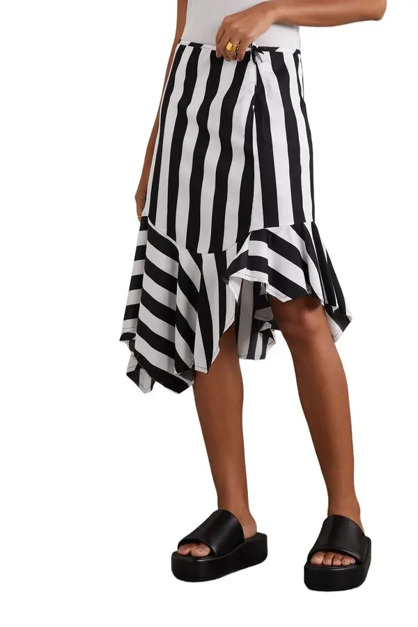 MARQUES' ALMEIDA Asymmetrical Striped Midi Skirt