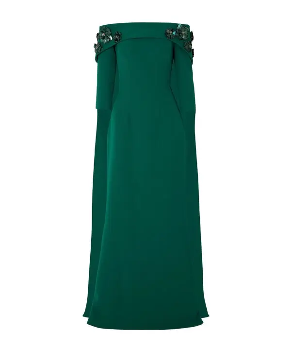 SAFIYAA LONDON Cape Off-the-shoulder Gown