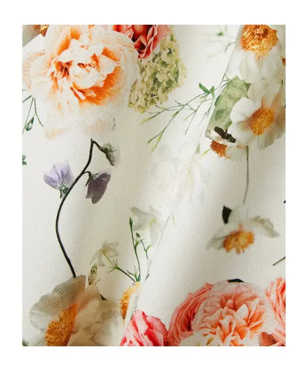 Adam Lippes Floral Print Cotton Blend Twill Midi Dress
