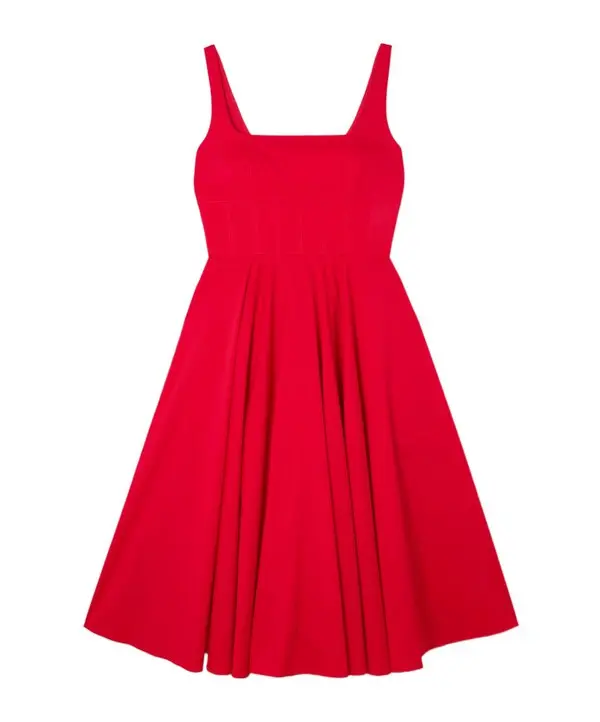 EMILIA WICKSTEAD Square Neck Wide Strap Midi Dress