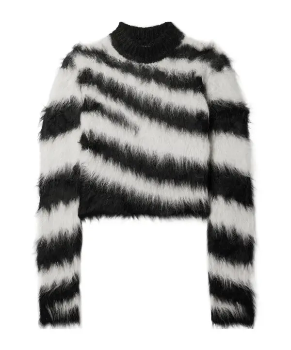 Monse Cropped Zebra-print Alpaca-blend Sweater