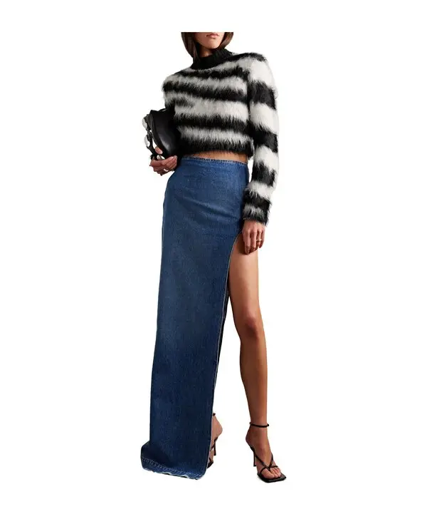 Monse Cropped Zebra-print Alpaca-blend Sweater