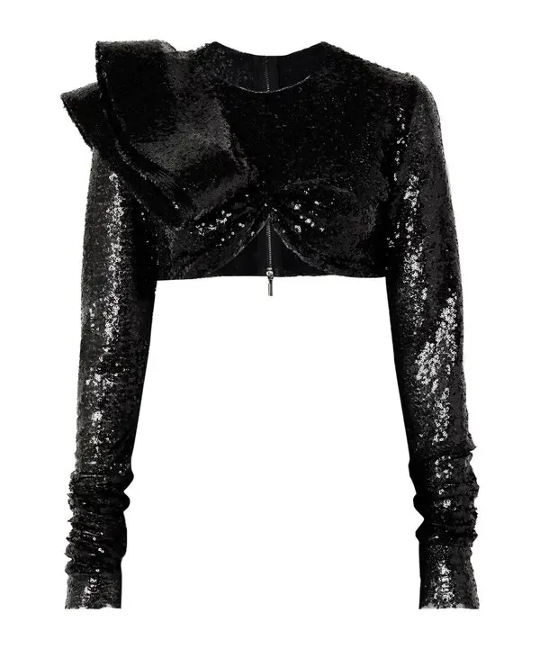 Maticevski Cropped Ruffled Sequin Top