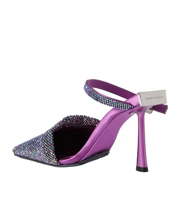 Benedetta Bruzziches Crystal-embellished Silk-satin And Leather Pumps